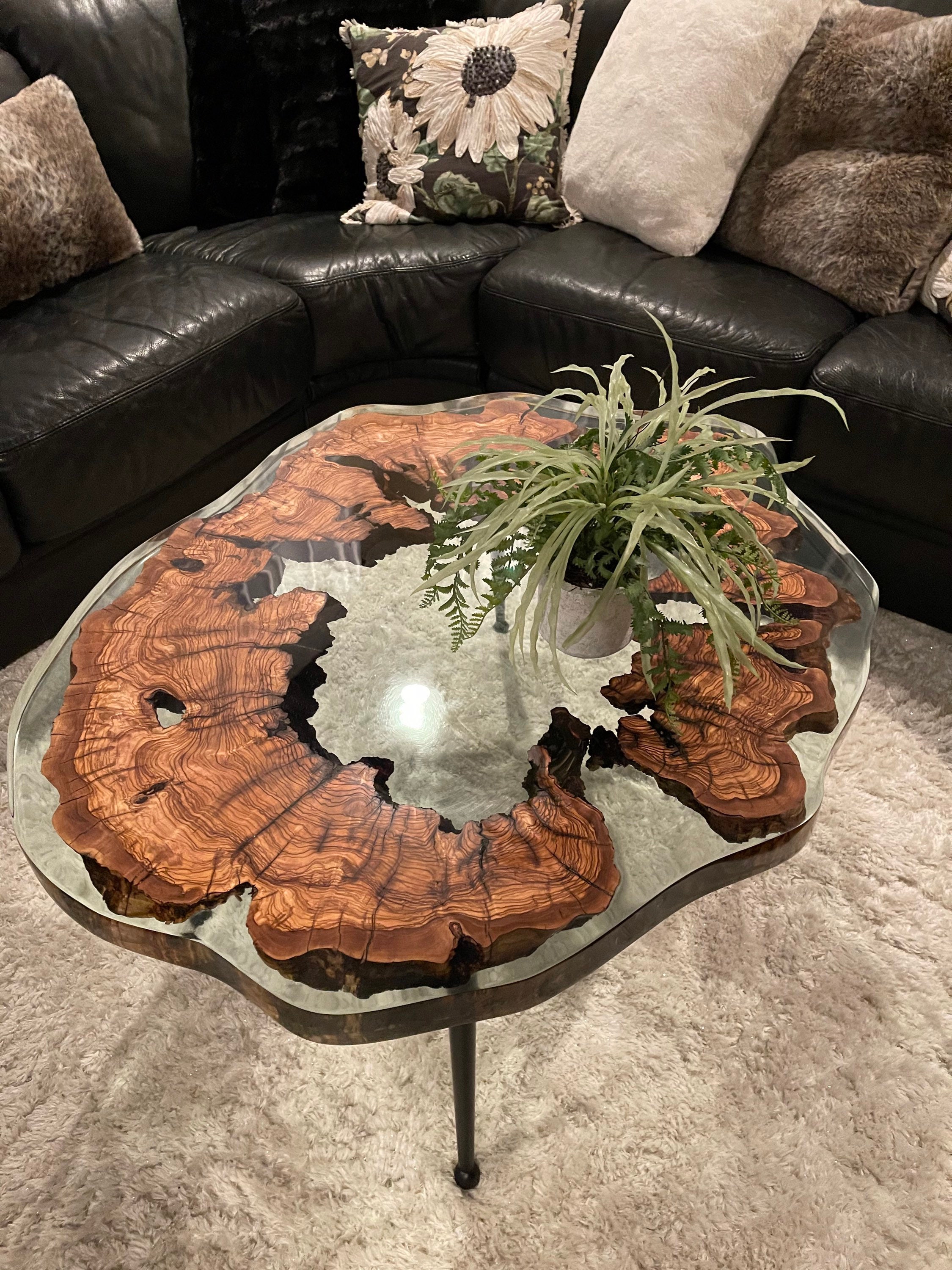 Olive Wood Coffee Table, Round Coffee Table, Custom 40” Diameter Round ...