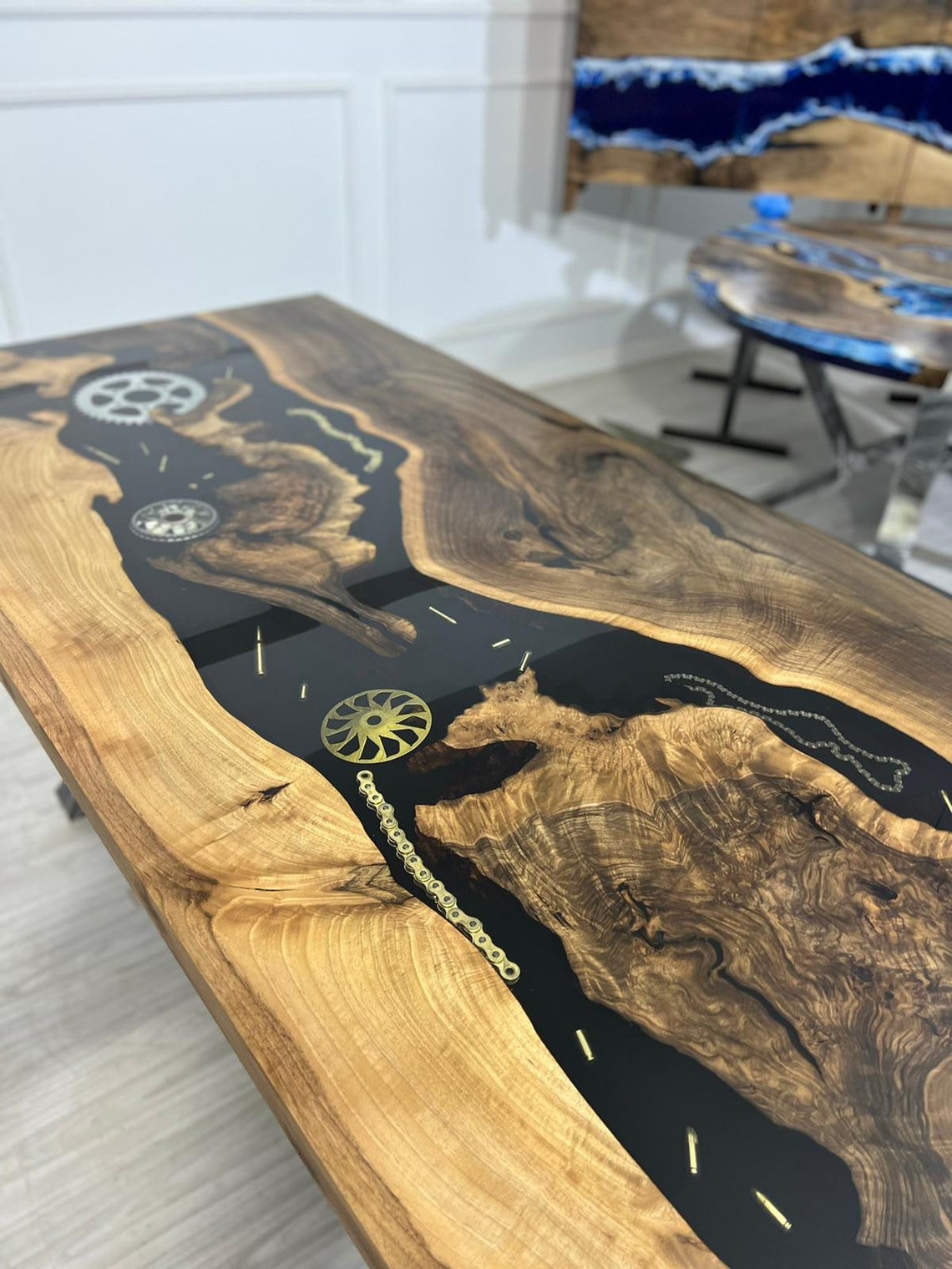 Walnut Dining Table Walnut Epoxy Table Custom 72 X - Etsy
