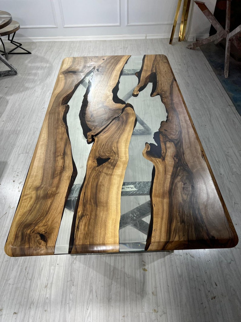 Walnut Dining Table Epoxy Resin Table Custom 78 X 40 - Etsy