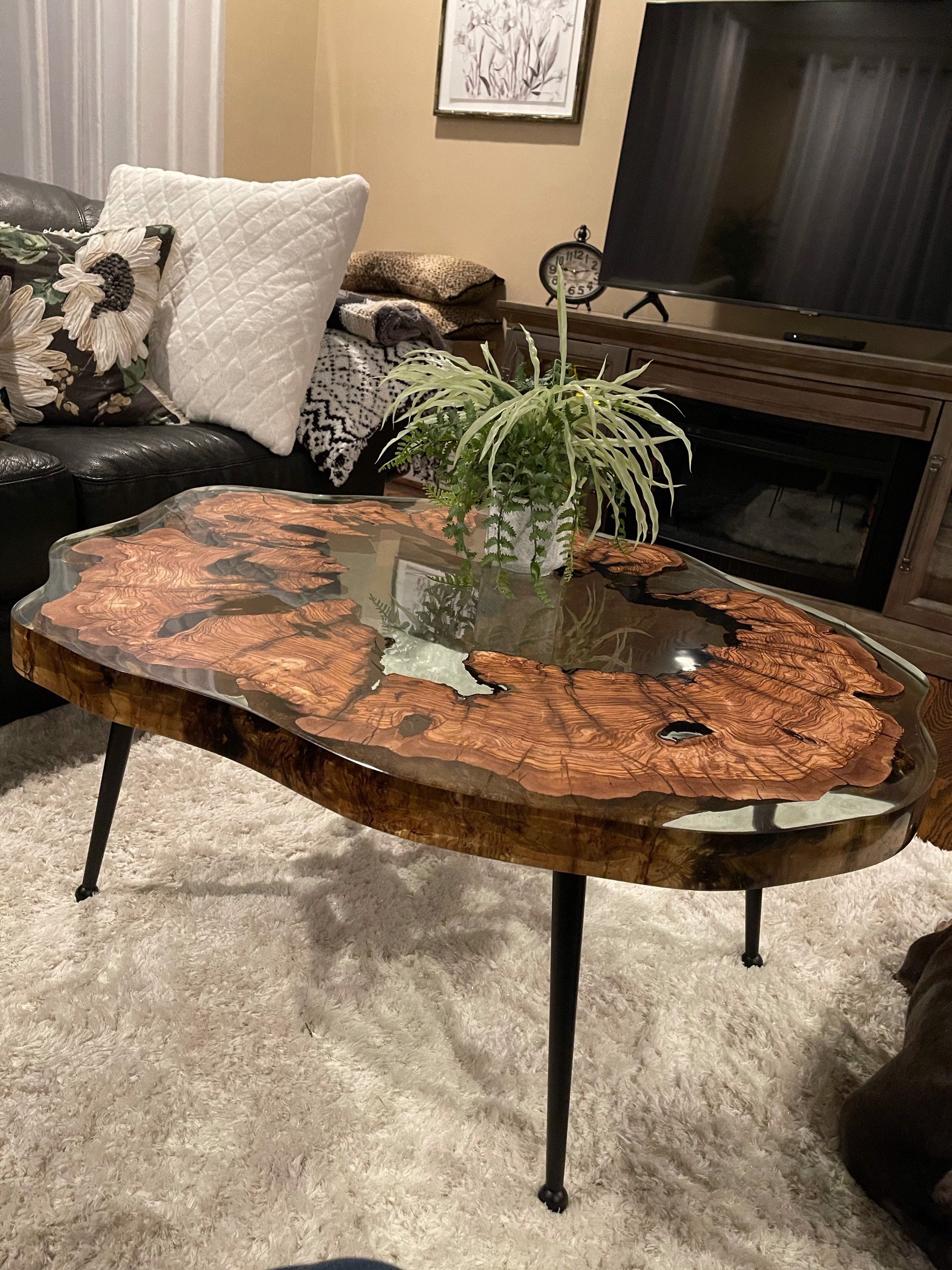 Olive Wood Coffee Table, Round Coffee Table, Custom 40” Diameter Round ...