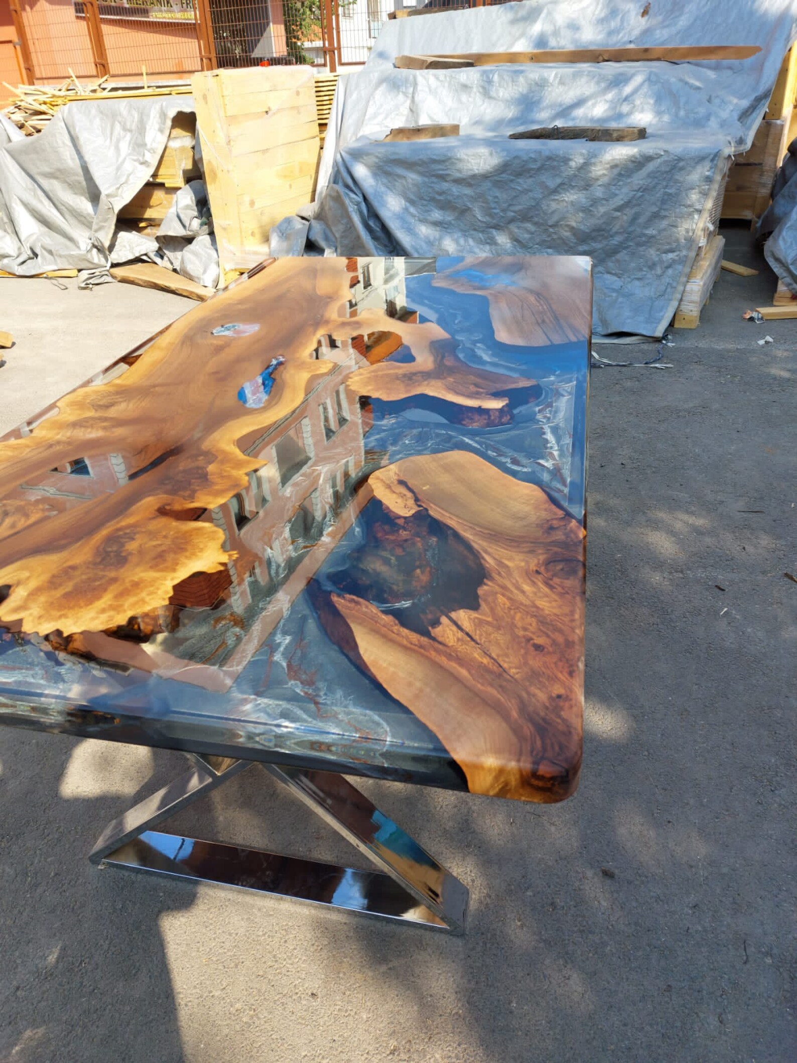 Live Edge Table, River Table, Custom 80” X 42” Walnut Wood Gray Table ...
