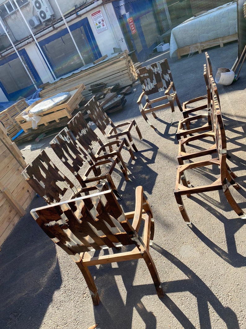 Walnut Epoxy Chair Handmade Epoxy Resin Dining Room Wooden | Etsy