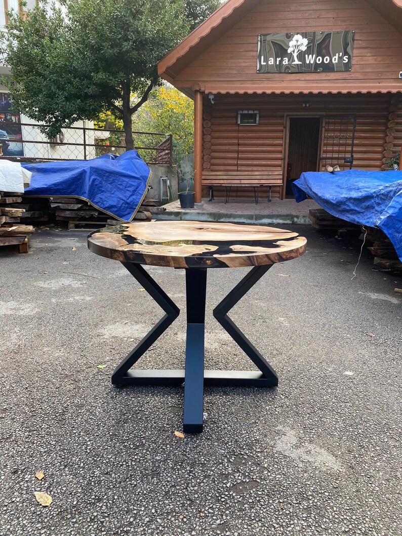 Epoxy Round Table Epoxy Dining Table Walnut Epoxy River - Etsy