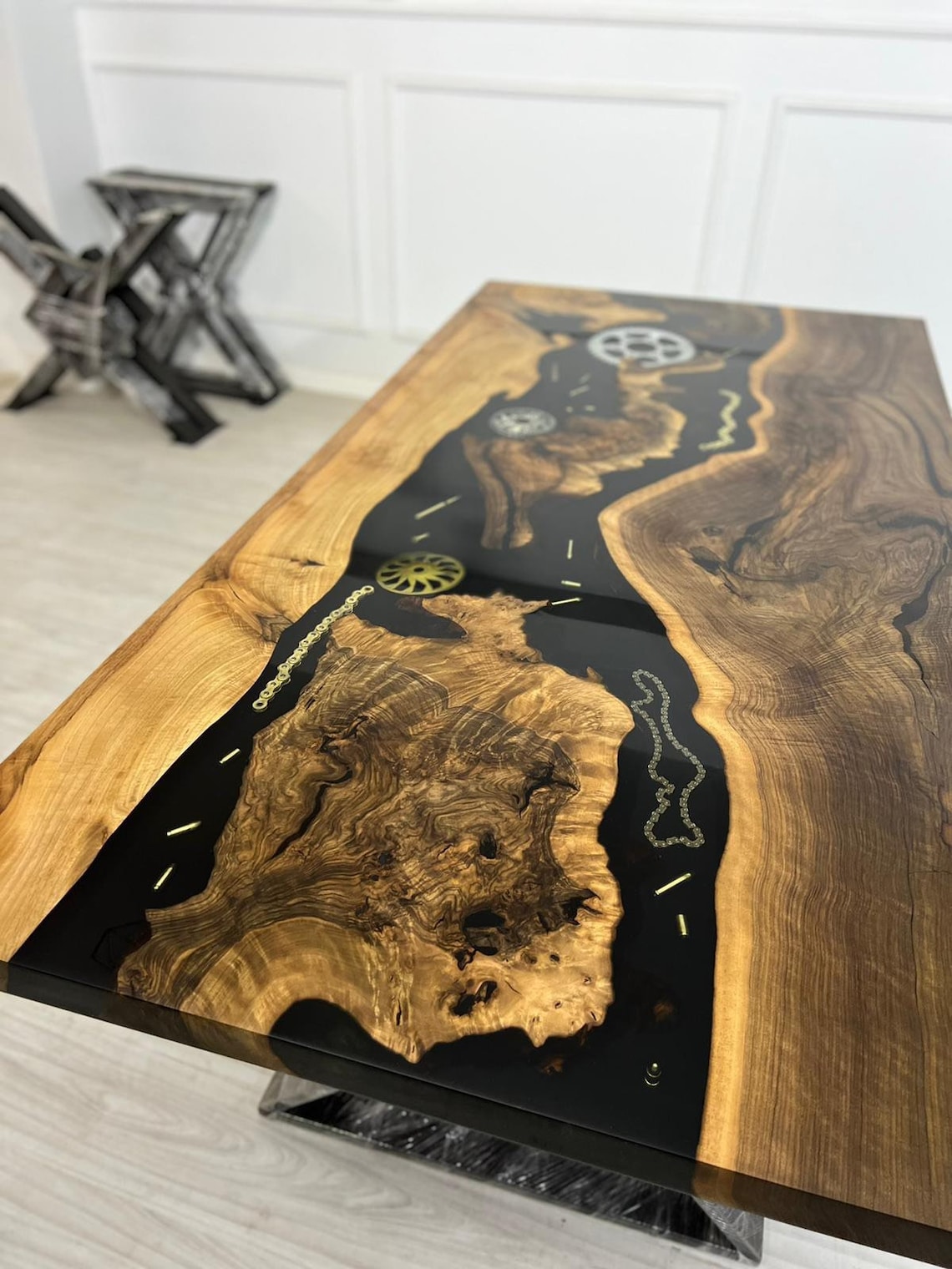 Walnut Dining Table Walnut Epoxy Table Custom 72 X - Etsy