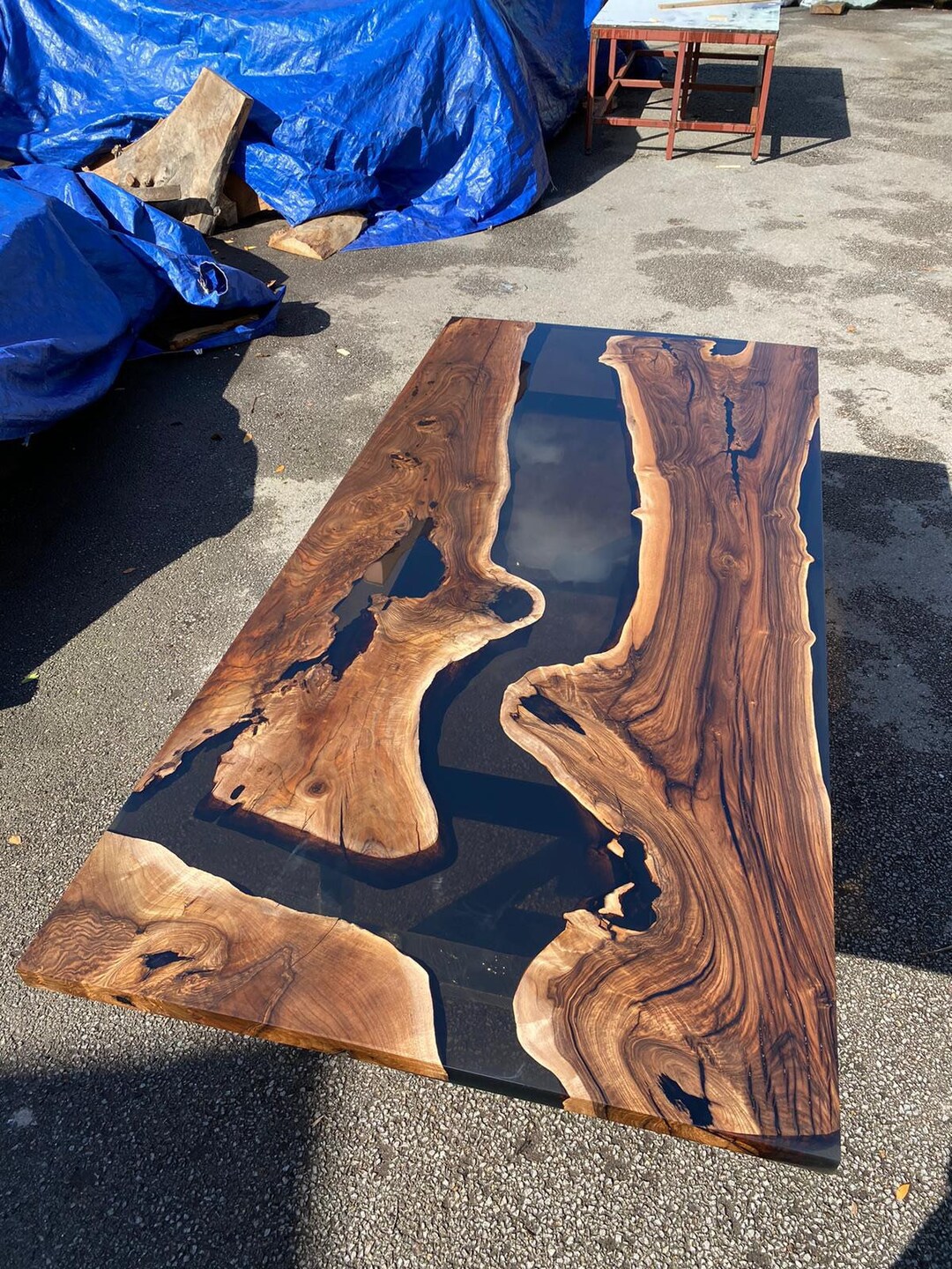Walnut Live Edge Table, Custom 84” X 40” Walnut Smokey Gray Table ...