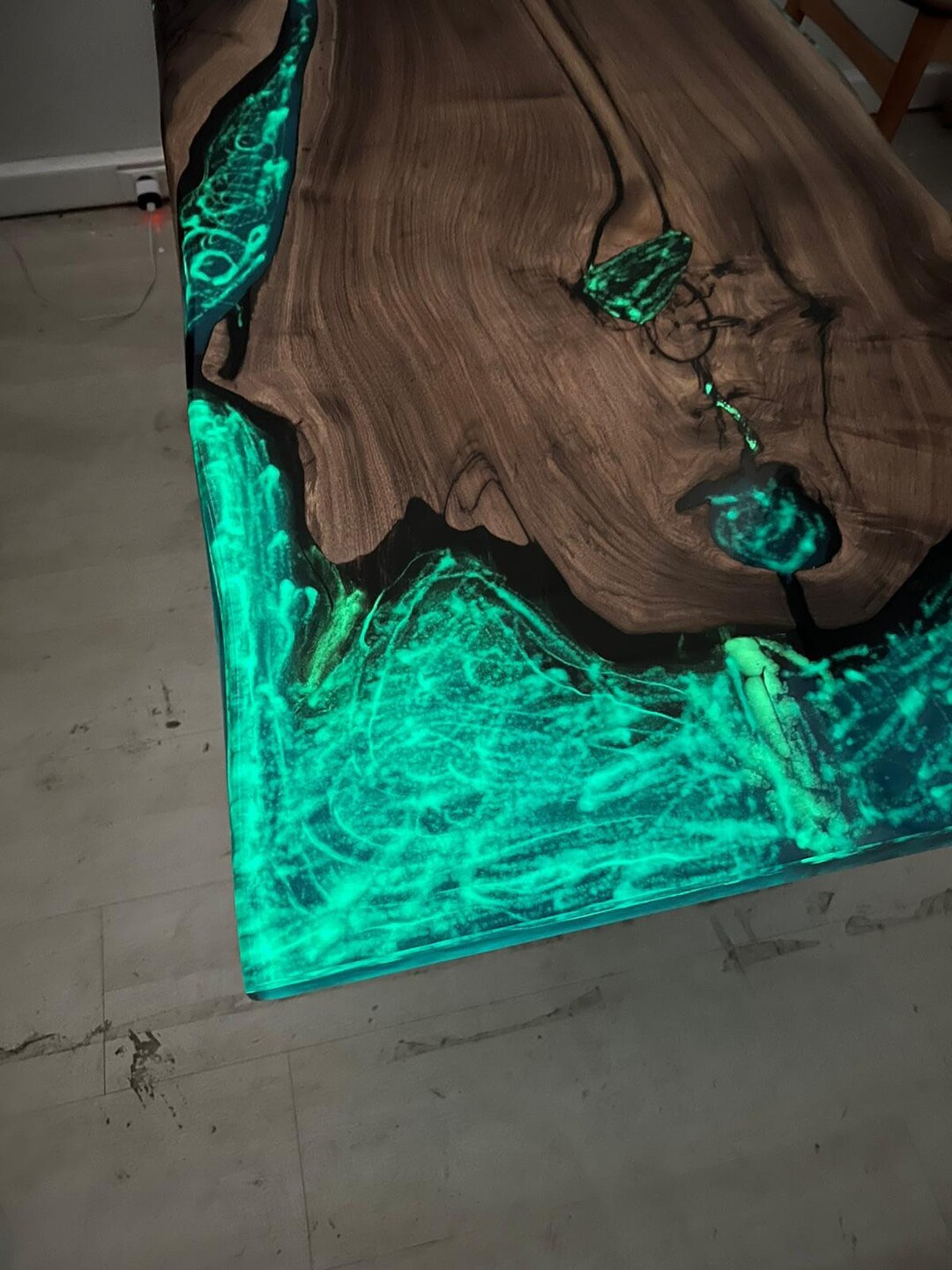 Unique Table, Handmade Epoxy Table, Custom 52” X 28” Walnut Turquoise ...