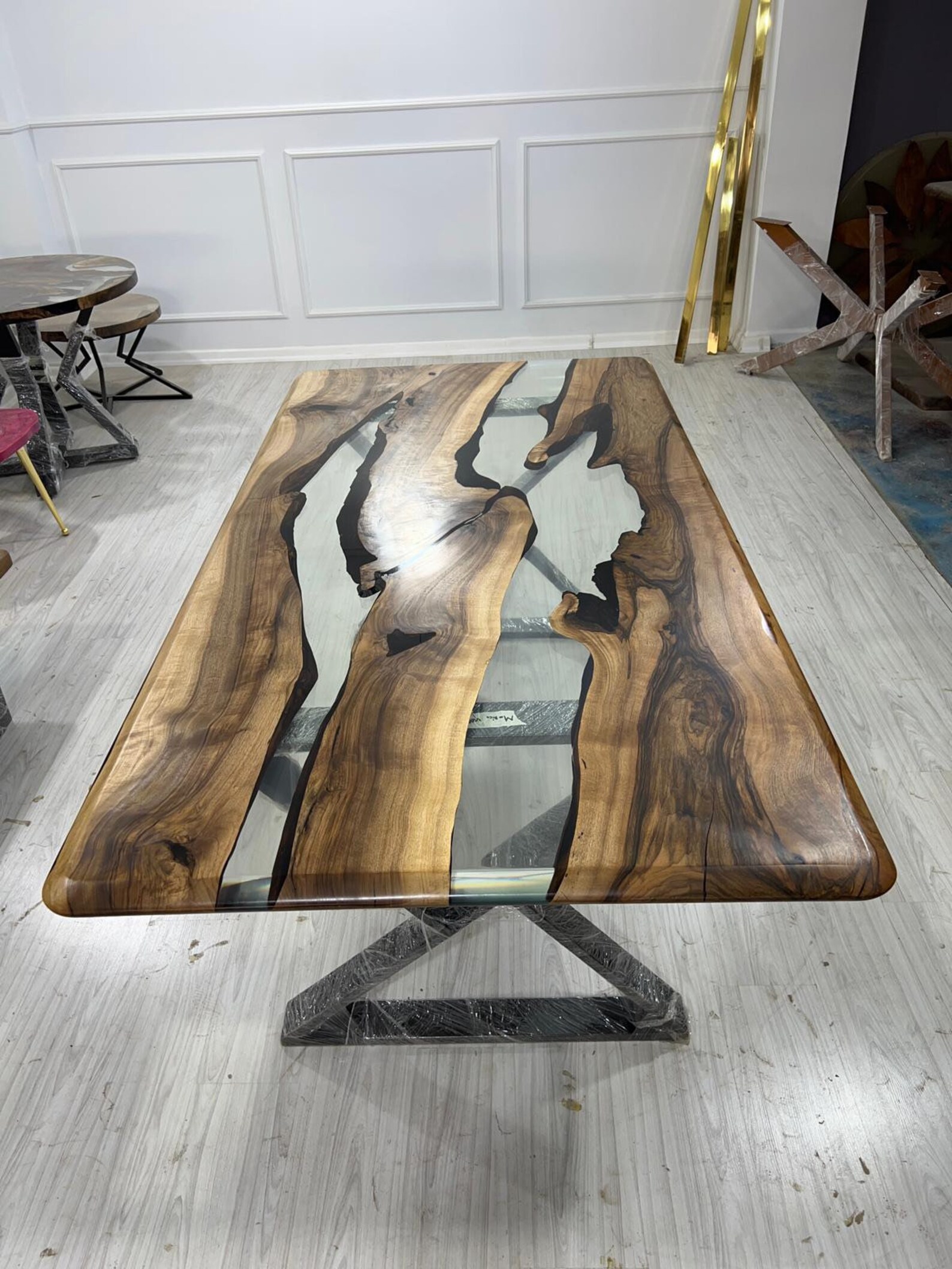 Walnut Dining Table Epoxy Resin Table Custom 78 X 40 - Etsy