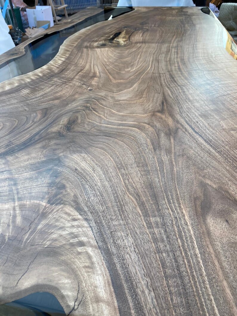 Walnut Dining Table, River Table, Custom 90” X 40” Walnut Smokey Gray ...