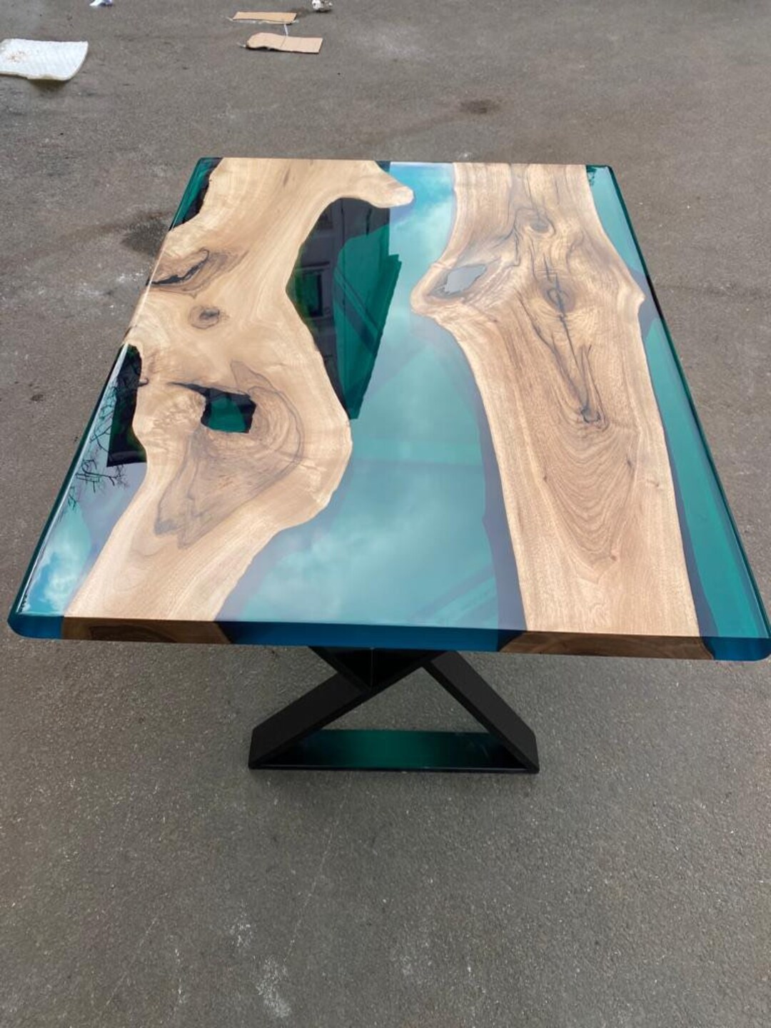 Epoxy Table, Live Edge Table, Custom 47” X 36” Walnut Transparent ...