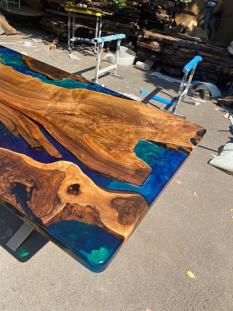 Walnut Dining Table Epoxy Resin Table Custom 103 X 45 - Etsy