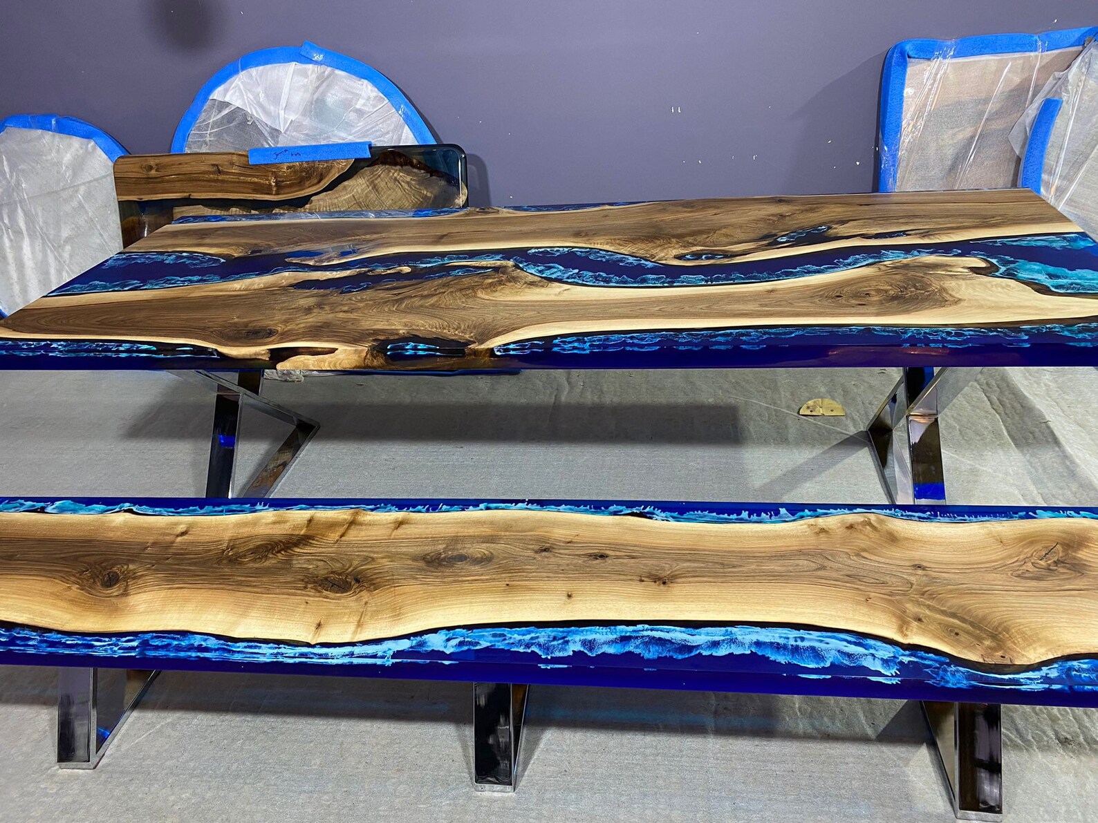 Epoxy Dining Table, Epoxy Ocean Table, Custom 108” X 42” Walnut Ocean ...