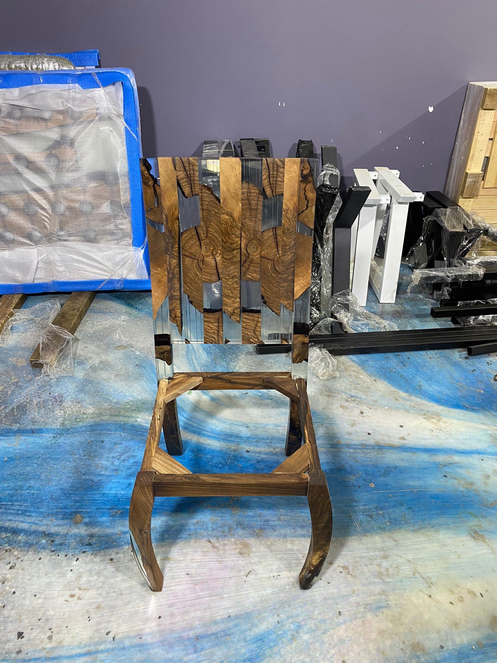 Walnut Epoxy Chair, Handmade Epoxy Resin Dining Room Wooden Chair - Etsy