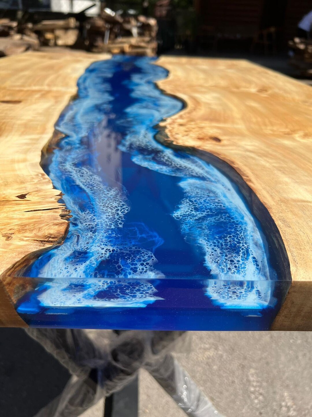 Ocean Table, Poplar Table, Custom 20 X 20 Poplar Ocean Blue, Turquoise ...