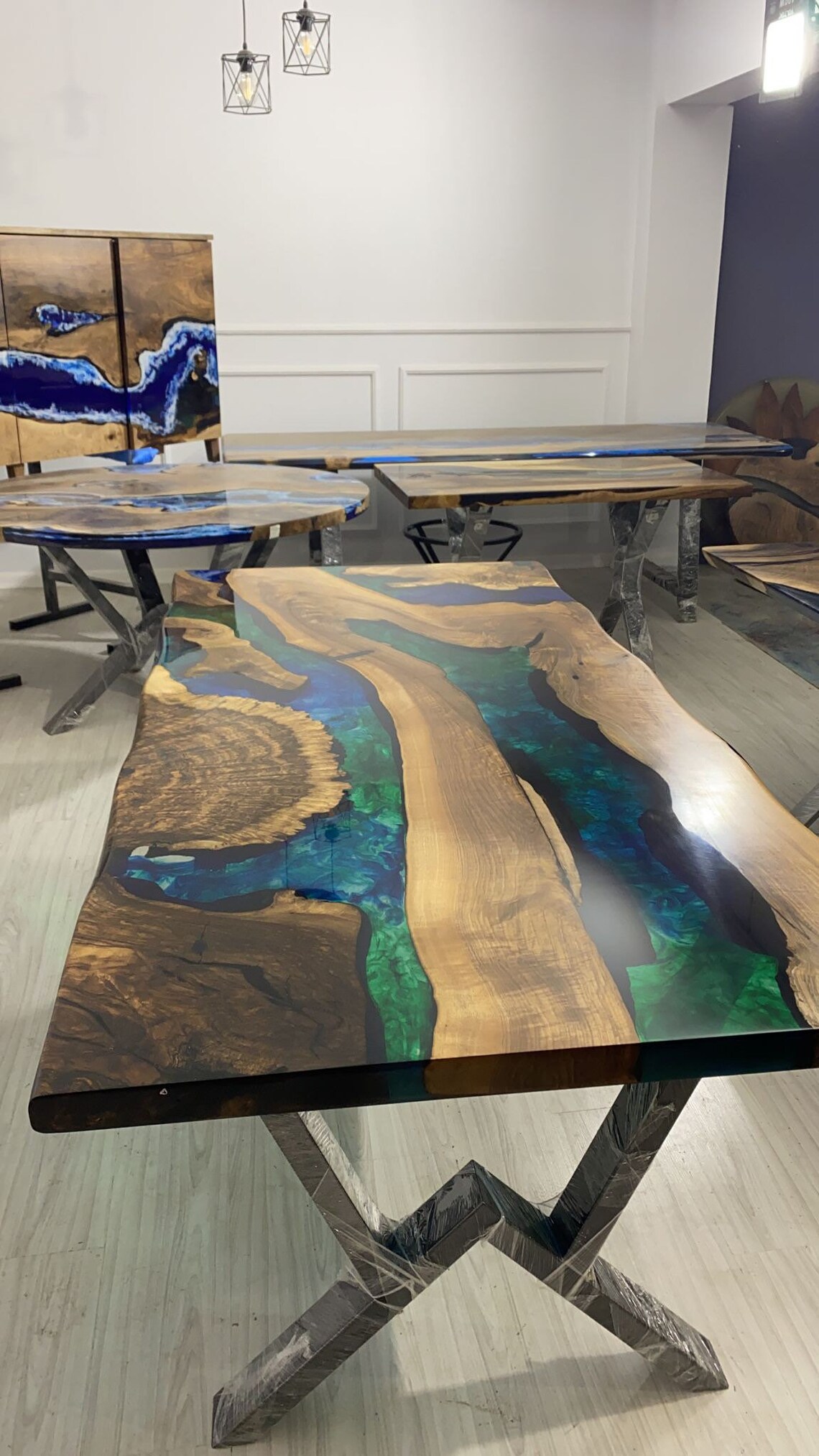 Walnut Dining Table Epoxy Dining Table Custom 78 X 36 - Etsy