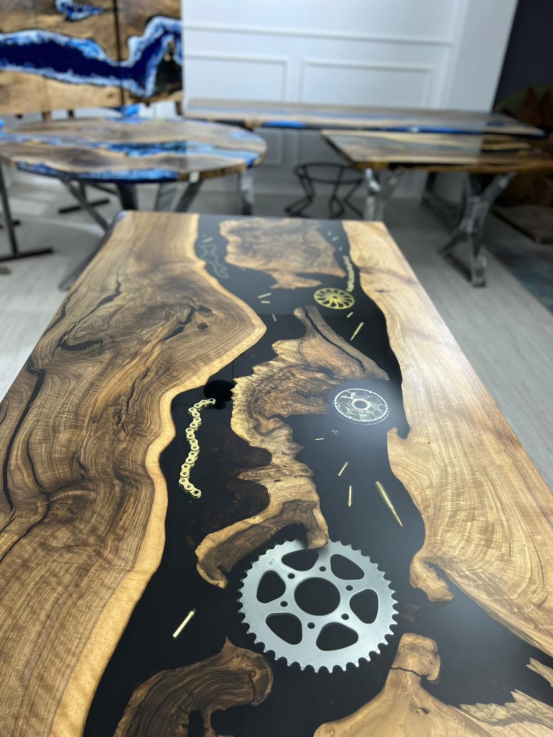 Walnut Dining Table Walnut Epoxy Table Custom 72 X - Etsy