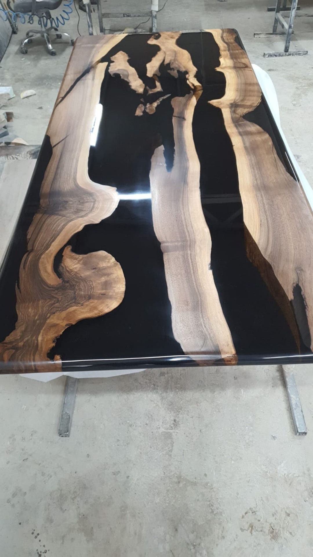 Live Edge Table, River Table, Custom 96” X 40” Walnut Black Table ...
