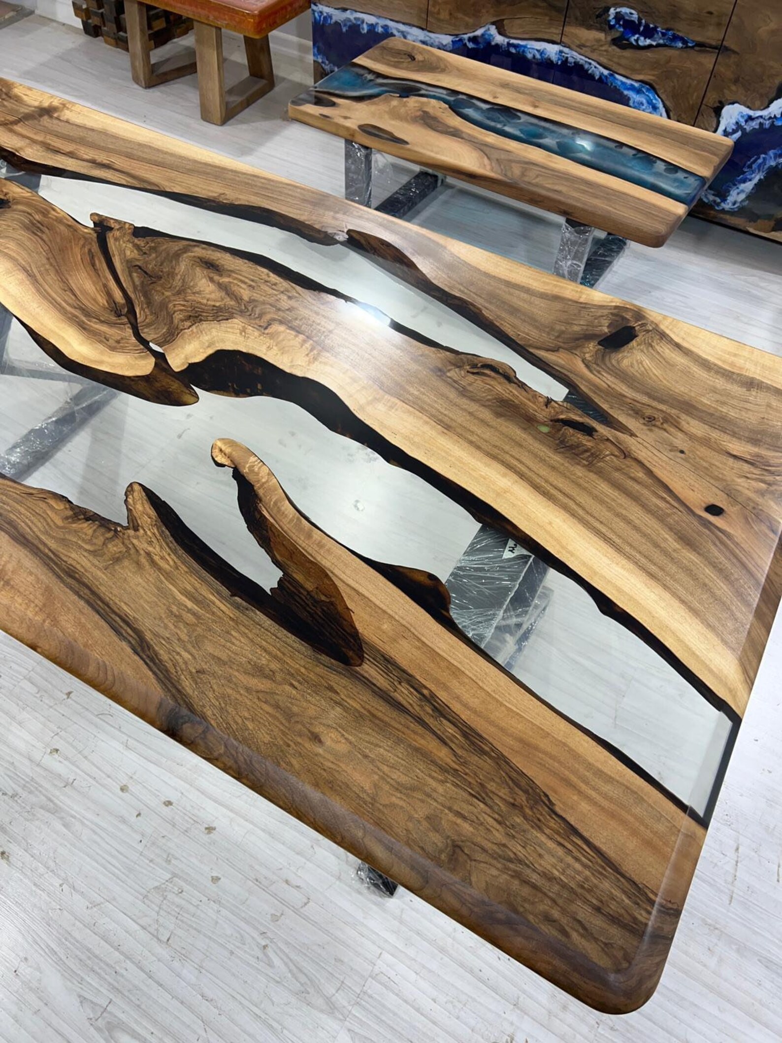 Walnut Dining Table Epoxy Resin Table Custom 78 X 40 - Etsy