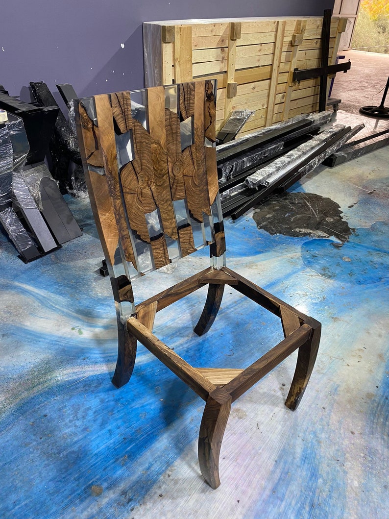 Walnut Epoxy Chair, Handmade Epoxy Resin Dining Room Wooden Chair - Etsy