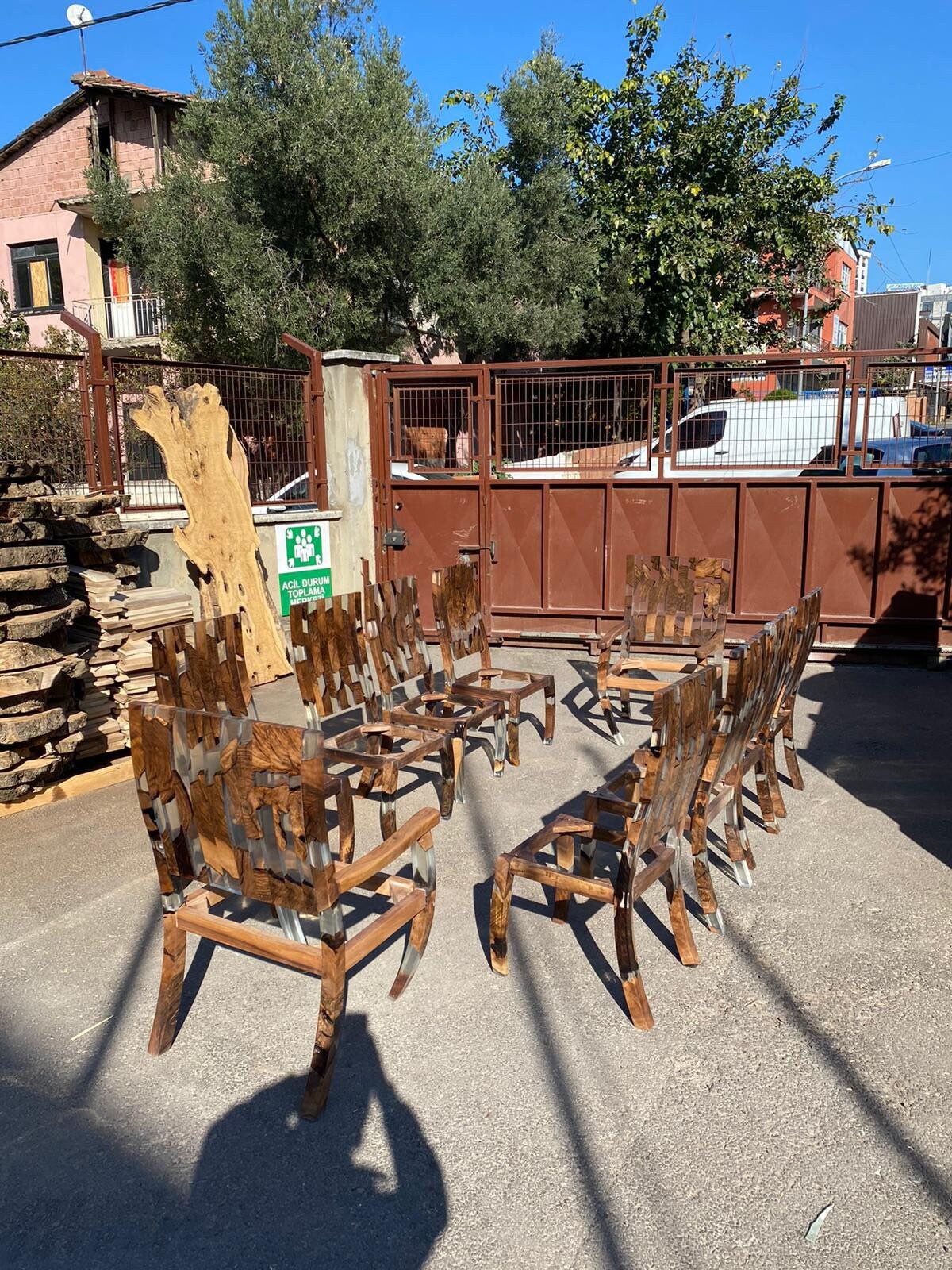 Walnut Epoxy Chair Handmade Epoxy Resin Dining Room Wooden | Etsy