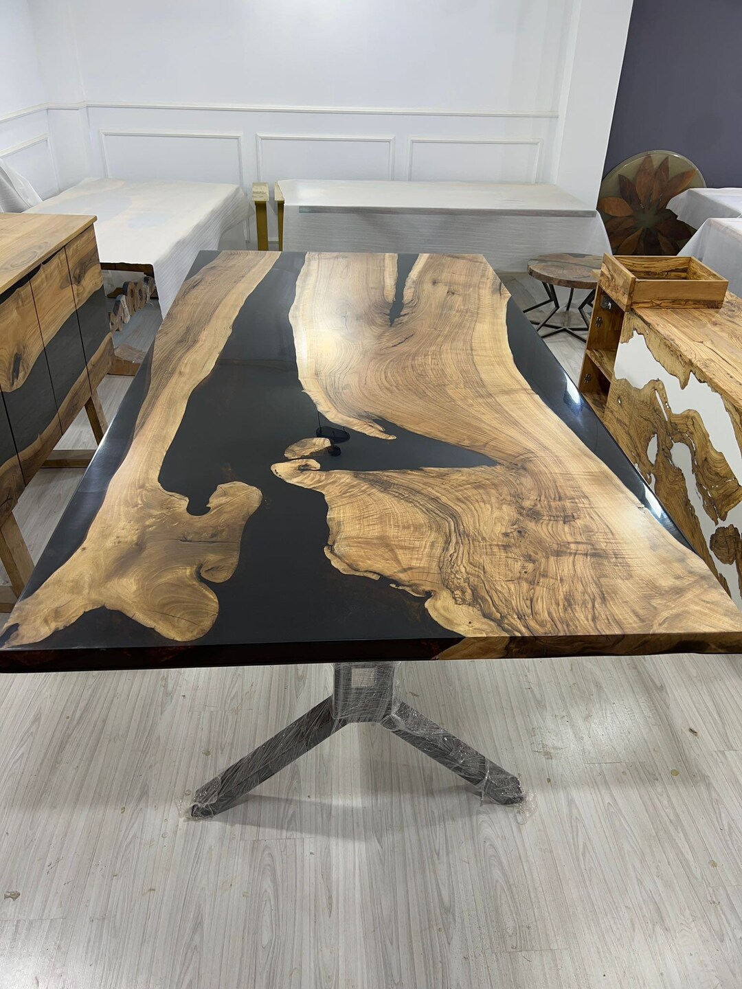 Live Edge Table, River Table, Custom 96” X 48” Walnut Black Table ...