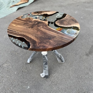 Walnut Round Epoxy Game Table, Walnut Epoxy Gamble Table, Custom 42 ...