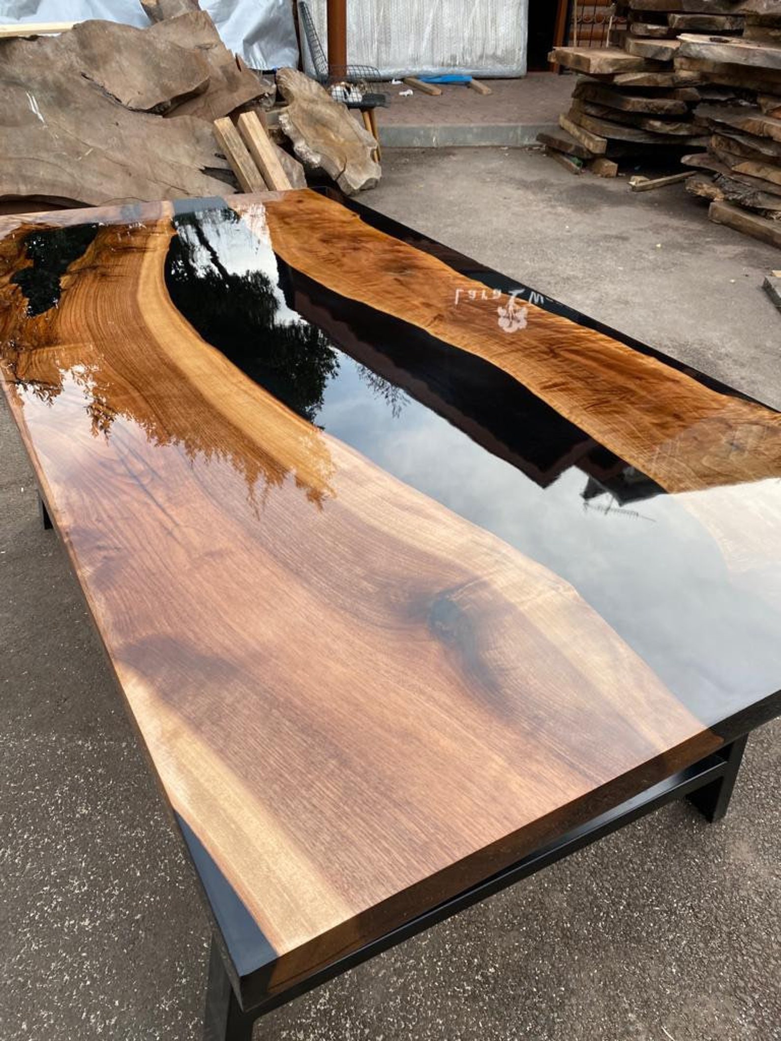 Live Edge Table, Epoxy Resin Table, Epoxy Dining Table, Custom 78" X 40 ...