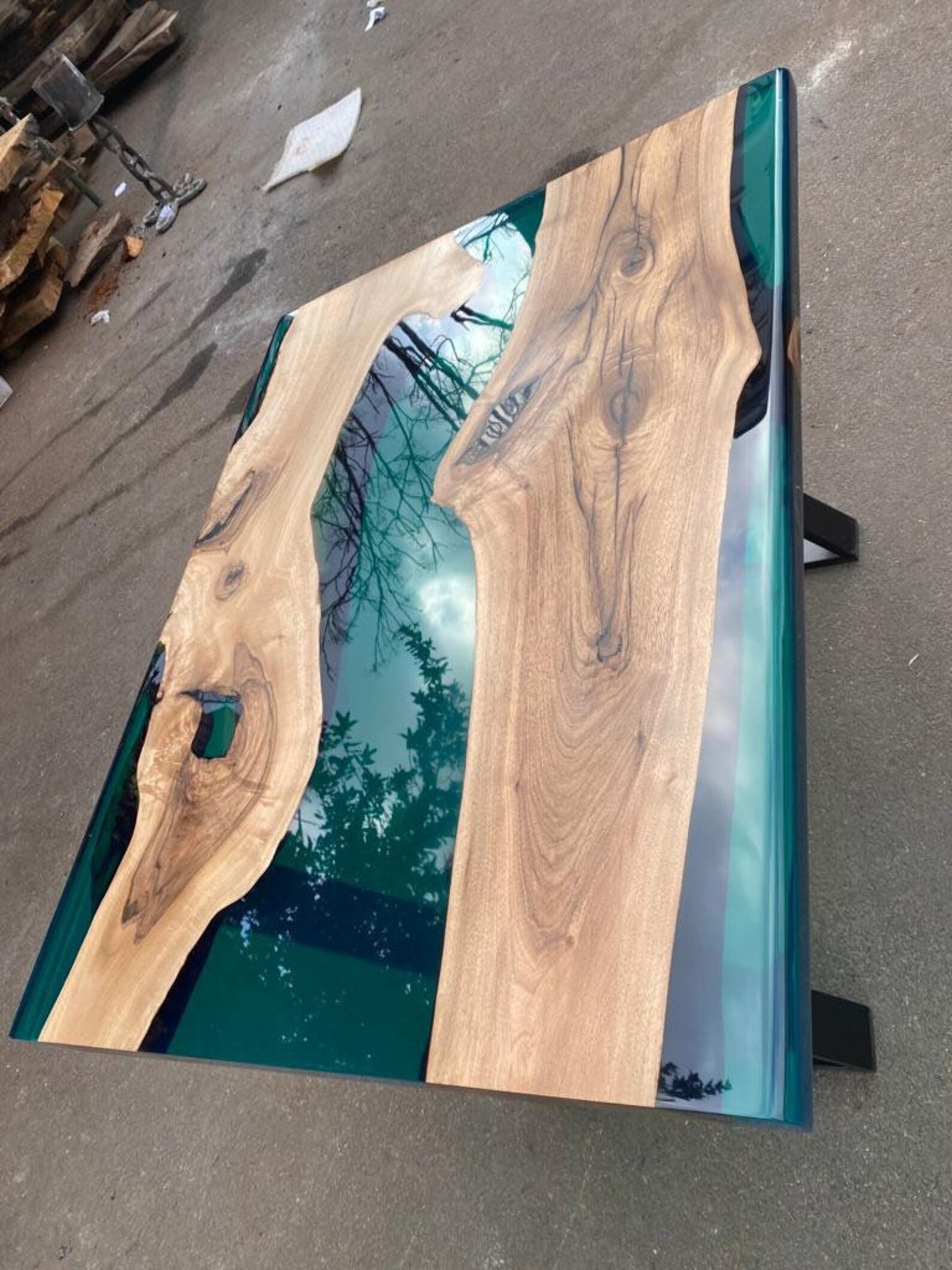 Epoxy Table, Live Edge Table, Custom 47” X 36” Walnut Transparent ...