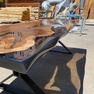 Walnut Dining Table, Epoxy Dining Table, Custom 84” X 36” Walnut Smokey ...