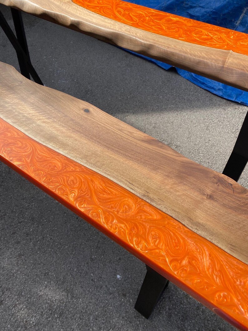 Custom River Epoxy Table, Custom 88” X 10” Poplar Epoxy Table, Lava ...