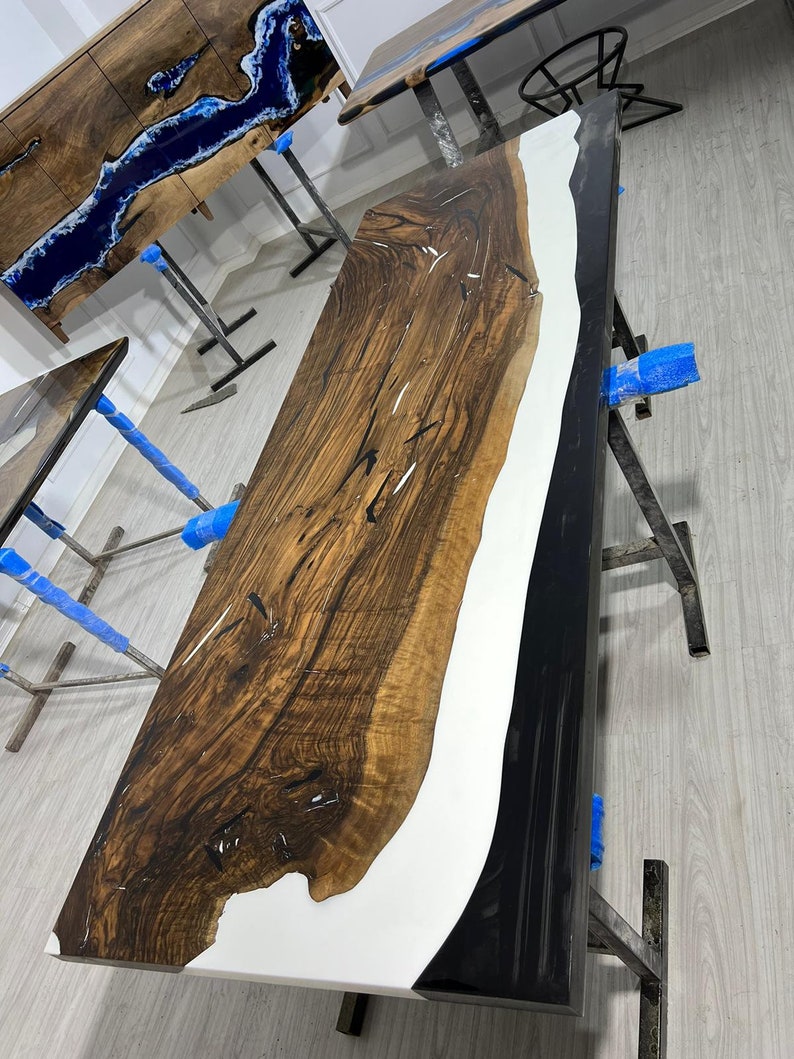READY TO SHIP Walnut Dining Table, Custom 96"x 36" Walnut Black and ...