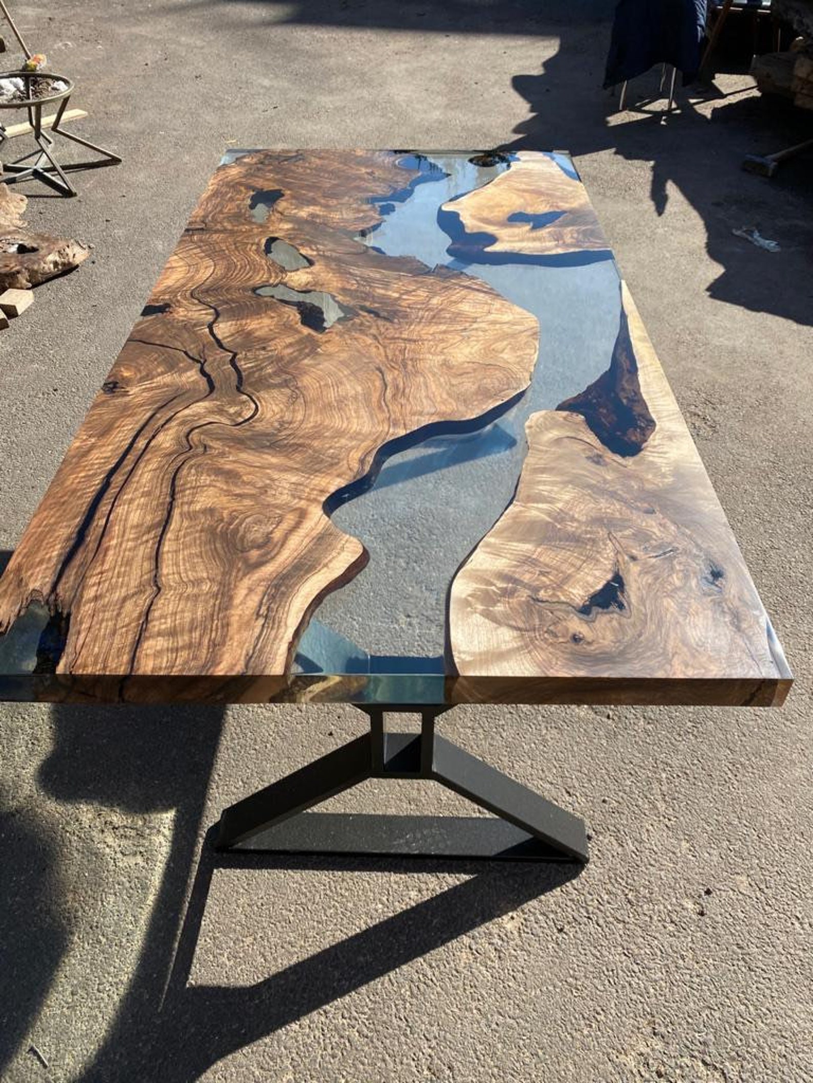 Custom Epoxy Resin Table, Custom 72” X 36” Walnut Table, Clear Epoxy ...