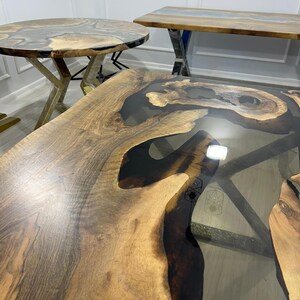 Walnut Dining Table, Epoxy Dining Table, Custom 78” X 42” Walnut Smoke ...