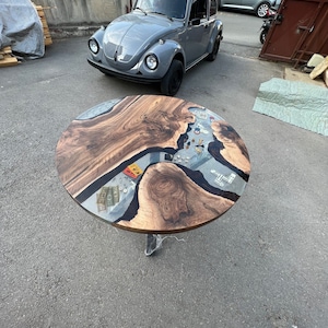 Walnut Round Epoxy Game Table, Walnut Epoxy Gamble Table, Custom 42 ...