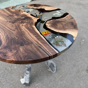 Walnut Round Epoxy Game Table, Walnut Epoxy Gamble Table, Custom 42 ...
