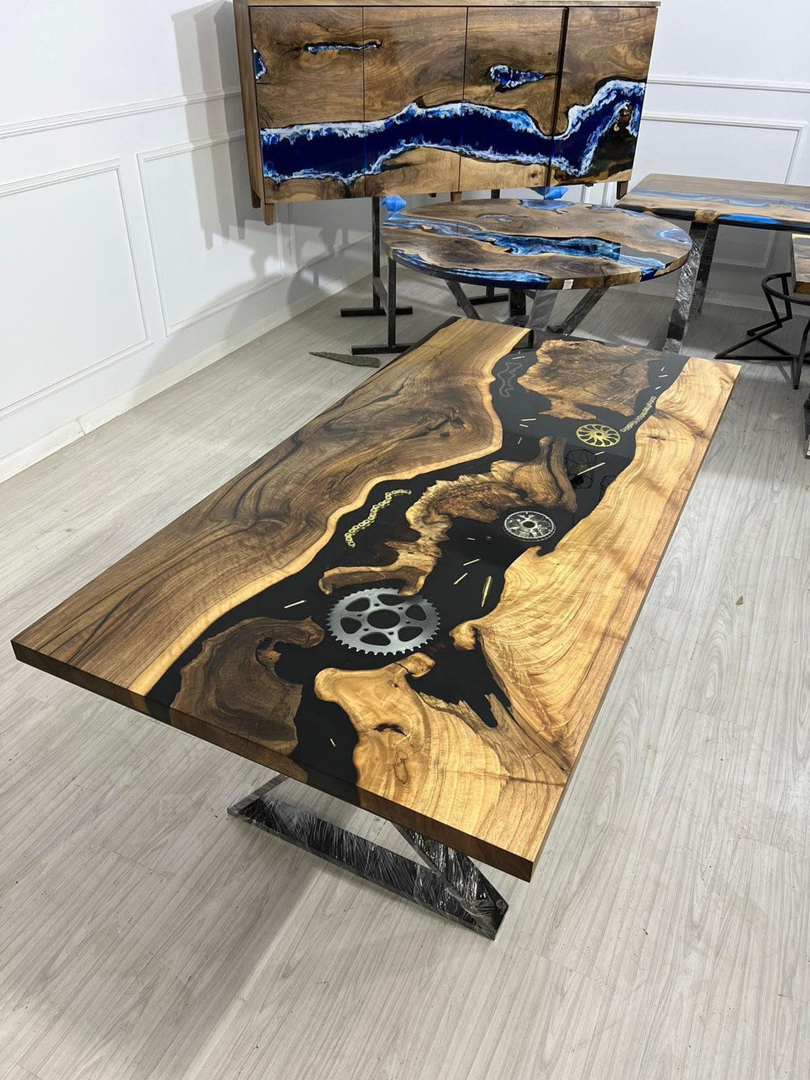 Walnut Dining Table Walnut Epoxy Table Custom 72 X - Etsy