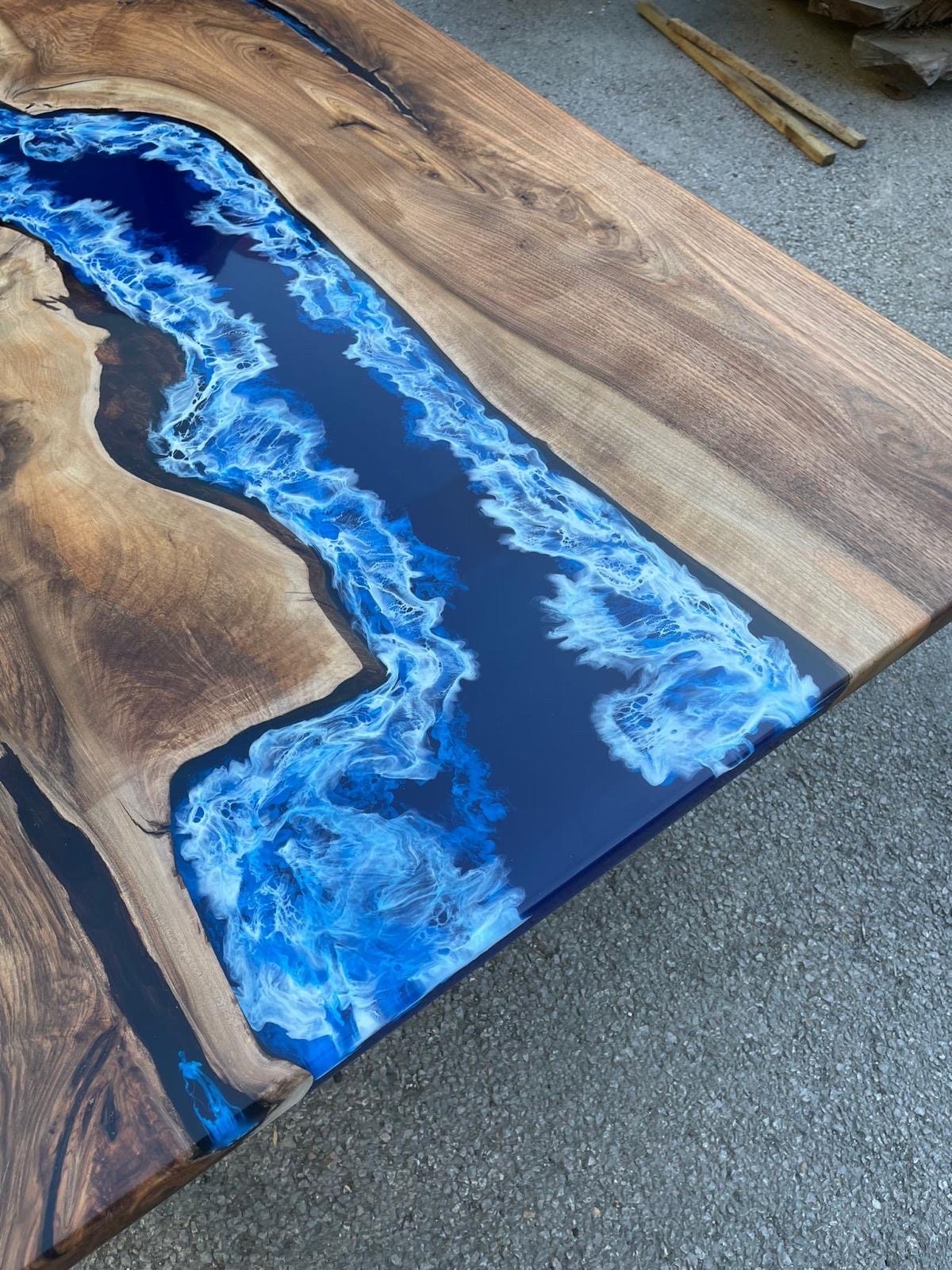 Handmade Epoxy Table, Live Edge Table, Custom 84” X 48” Walnut Dark ...