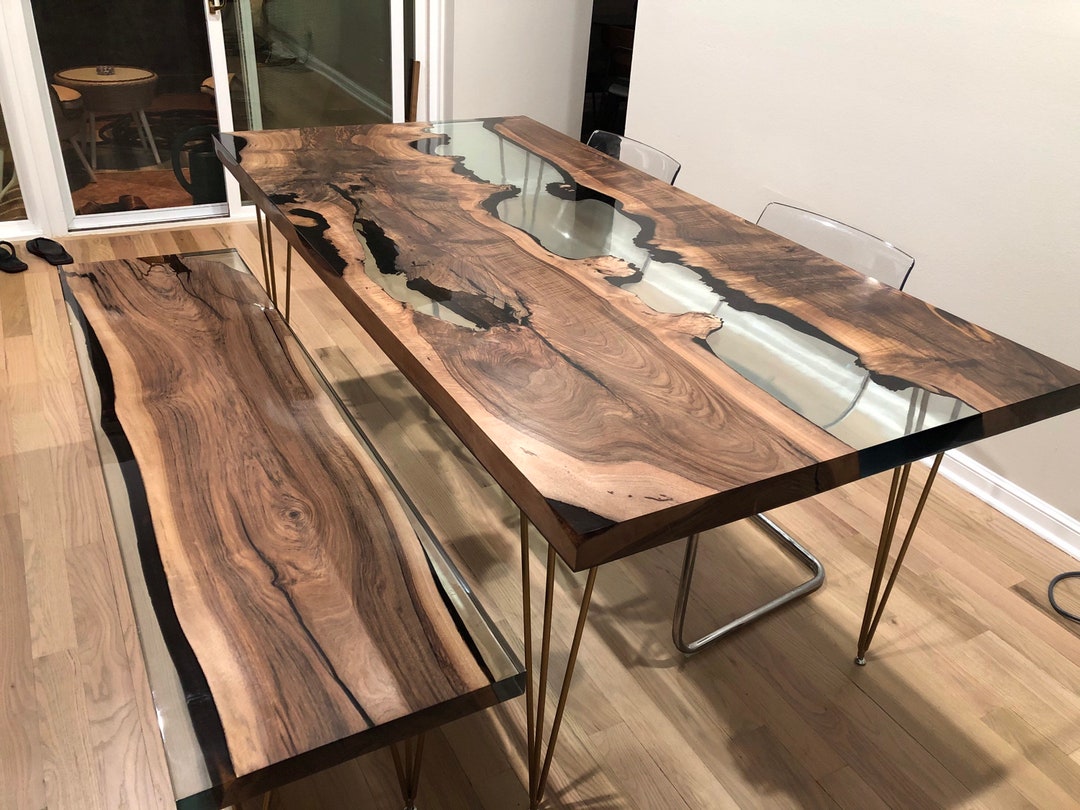 Epoxy Dining Table, Epoxy Resin Table, Custom 72” X 36” Walnut Clear ...