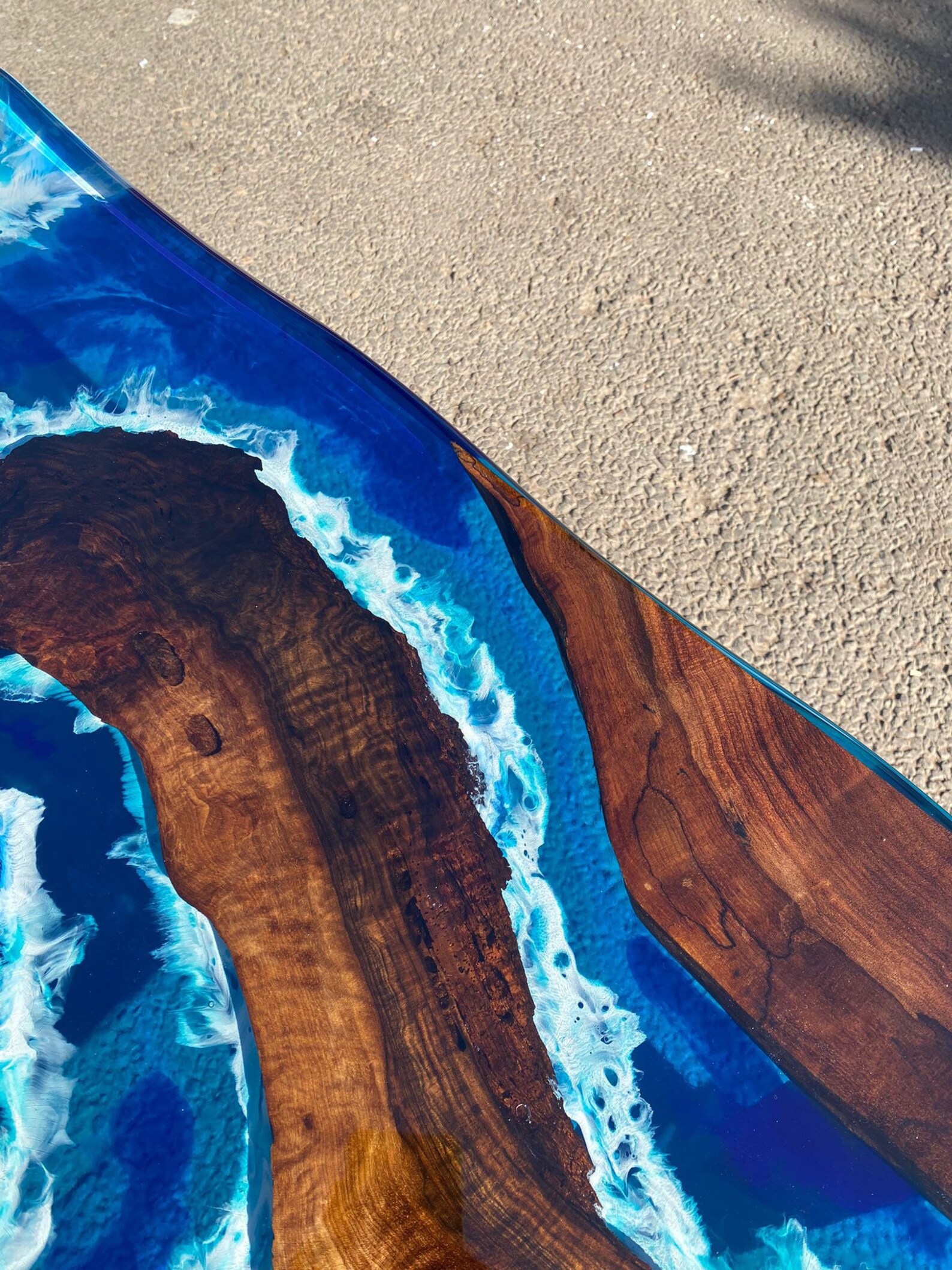 Live Edge Table Custom 42 X 16 Walnut Ocean Blue Turquoise - Etsy