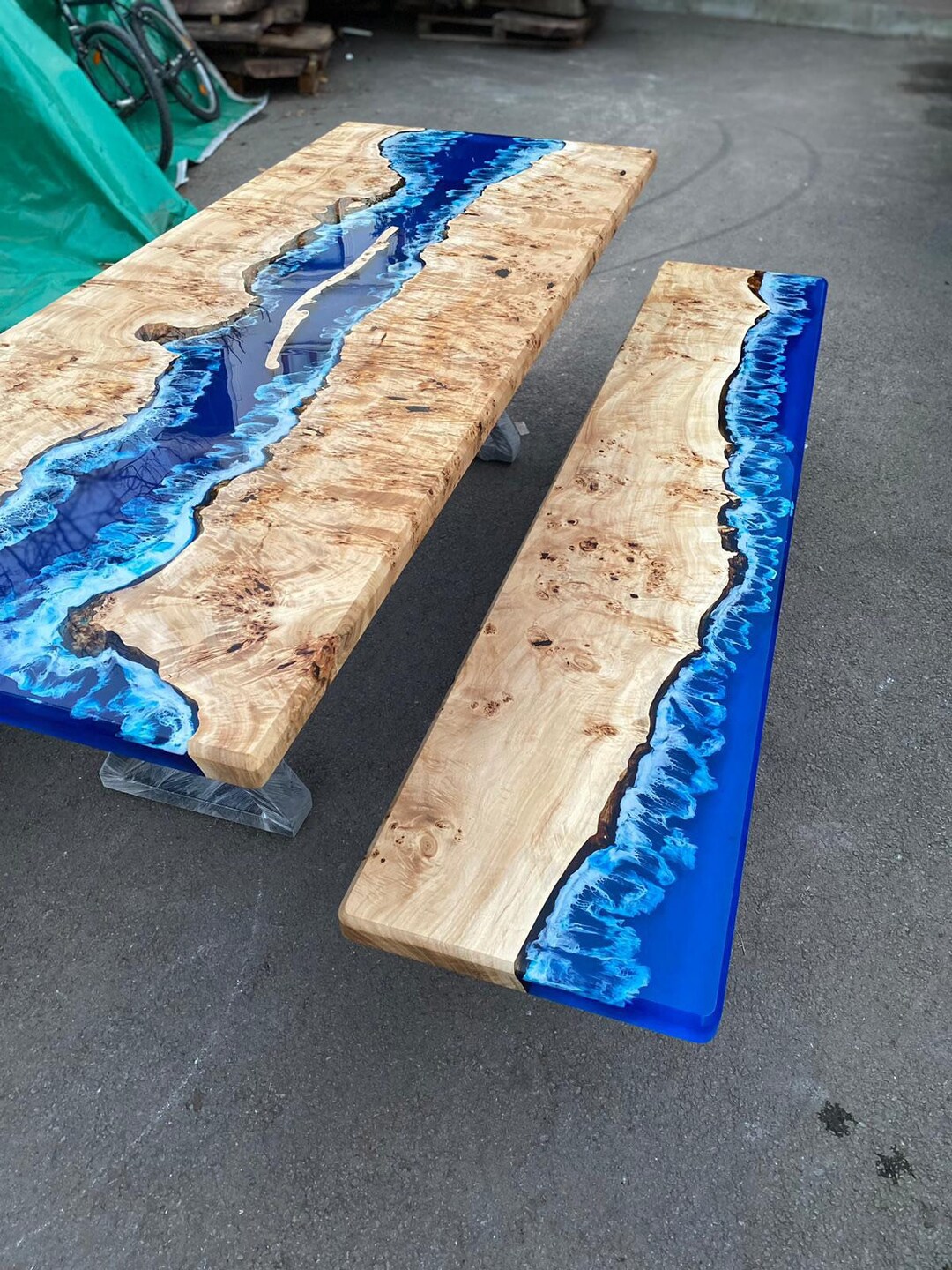 Ocean Table, St George Island, Custom 90 X 17 Poplar Ocean Blue ...