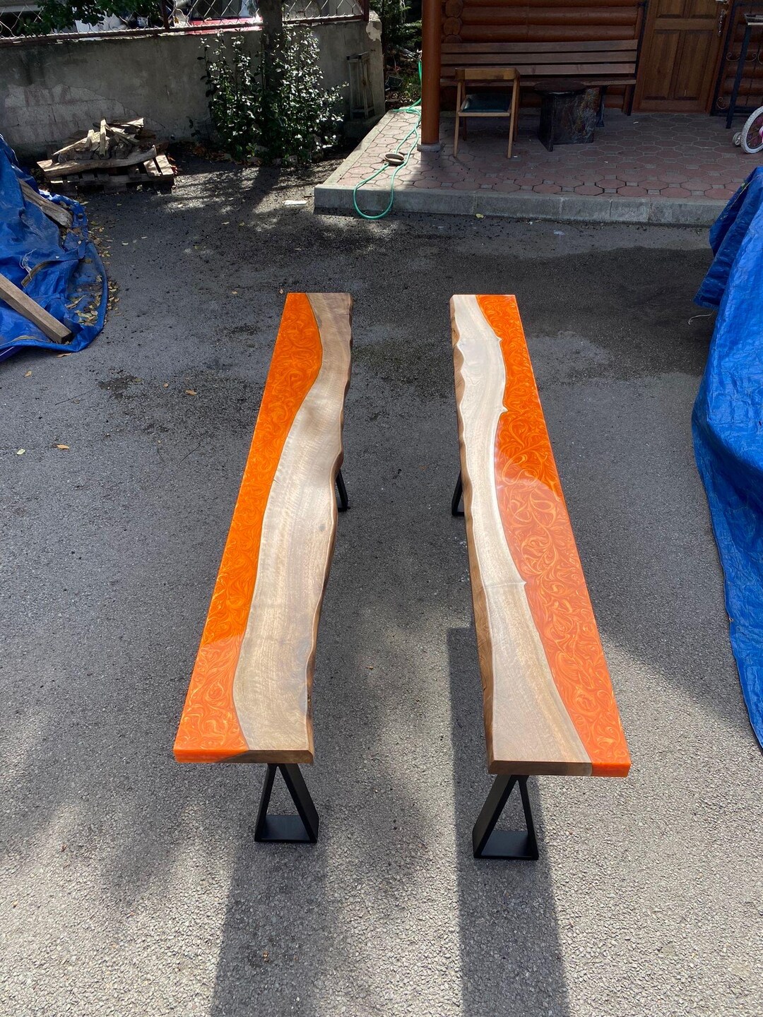 Custom River Epoxy Table, Custom 88” X 10” Poplar Epoxy Table, Lava ...