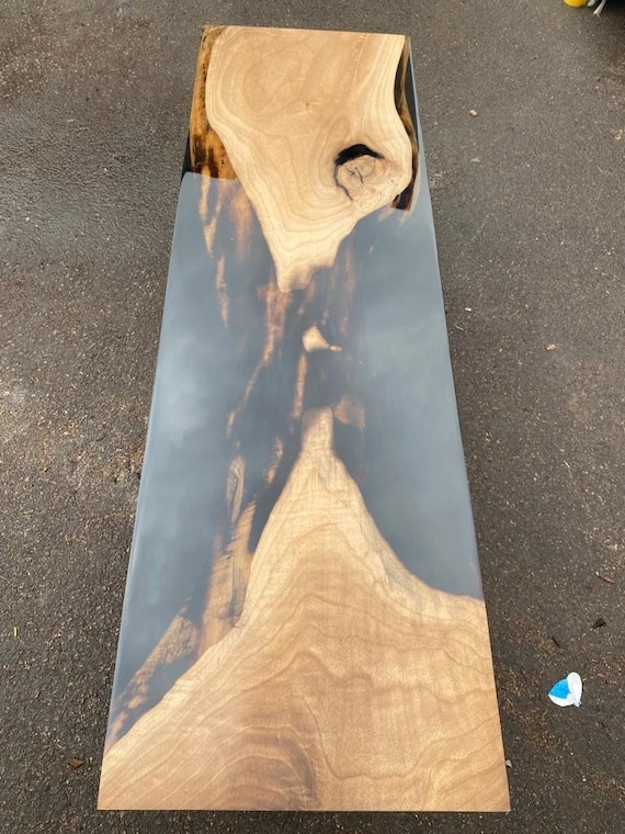 Ultra-clear Epoxy Resin Bench Custom 50 X 17 Walnut Black - Etsy