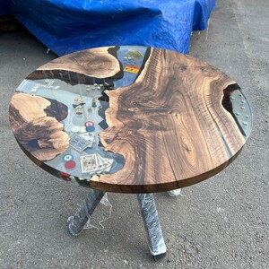 Walnut Round Epoxy Game Table, Walnut Epoxy Gamble Table, Custom 42 ...