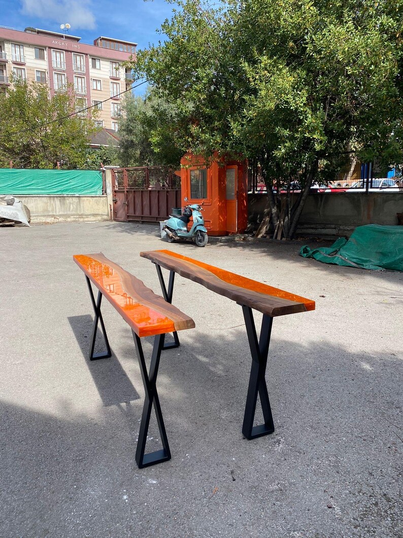 Custom River Epoxy Table, Custom 88” X 10” Poplar Epoxy Table, Lava ...