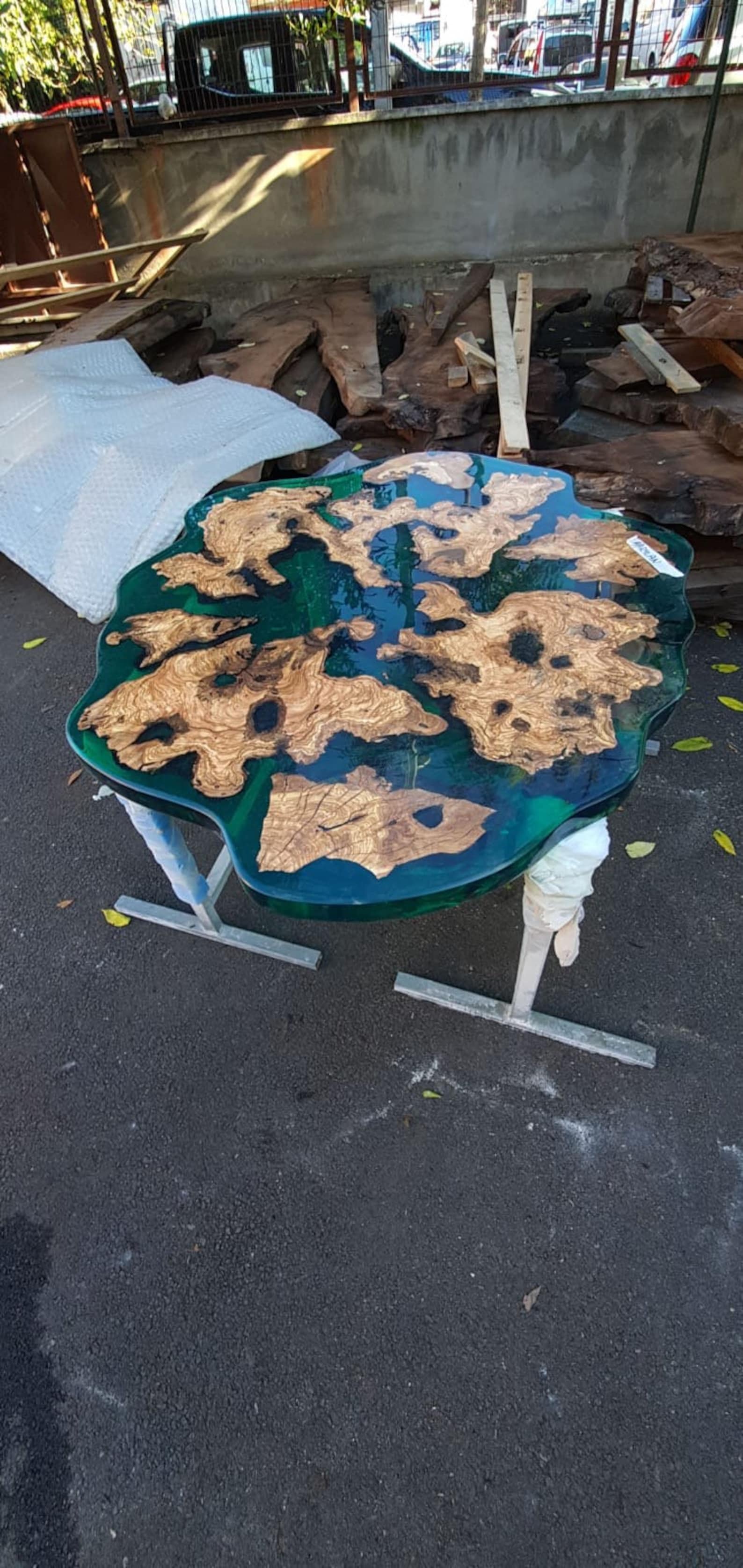 Epoxy Dining Table, Epoxy Resin Table, Custom 54” Diameter Round Olive ...