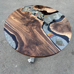 Walnut Round Epoxy Game Table, Walnut Epoxy Gamble Table, Custom 42 ...