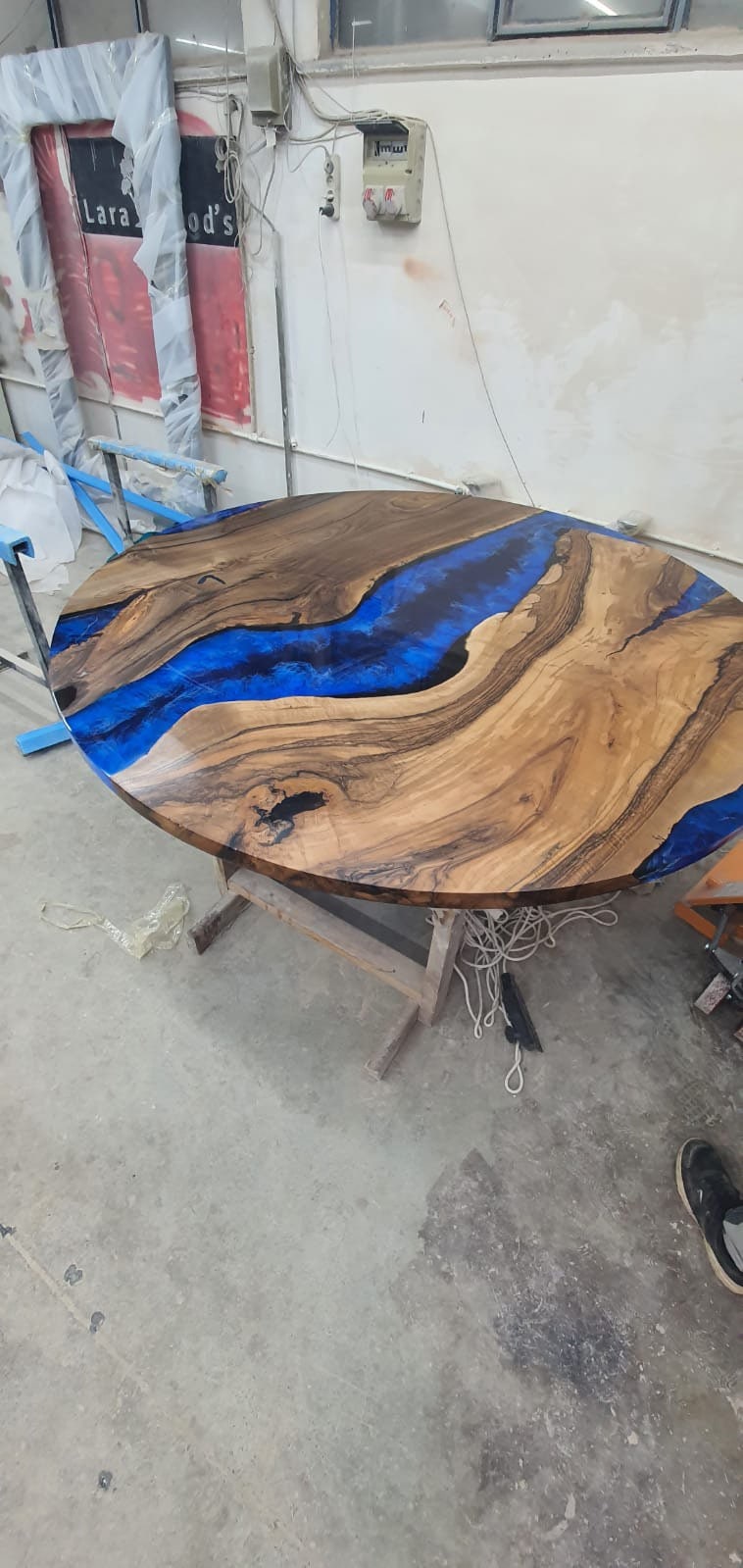Round Dining Table Epoxy Blue Resin Table Custom 72 - Etsy