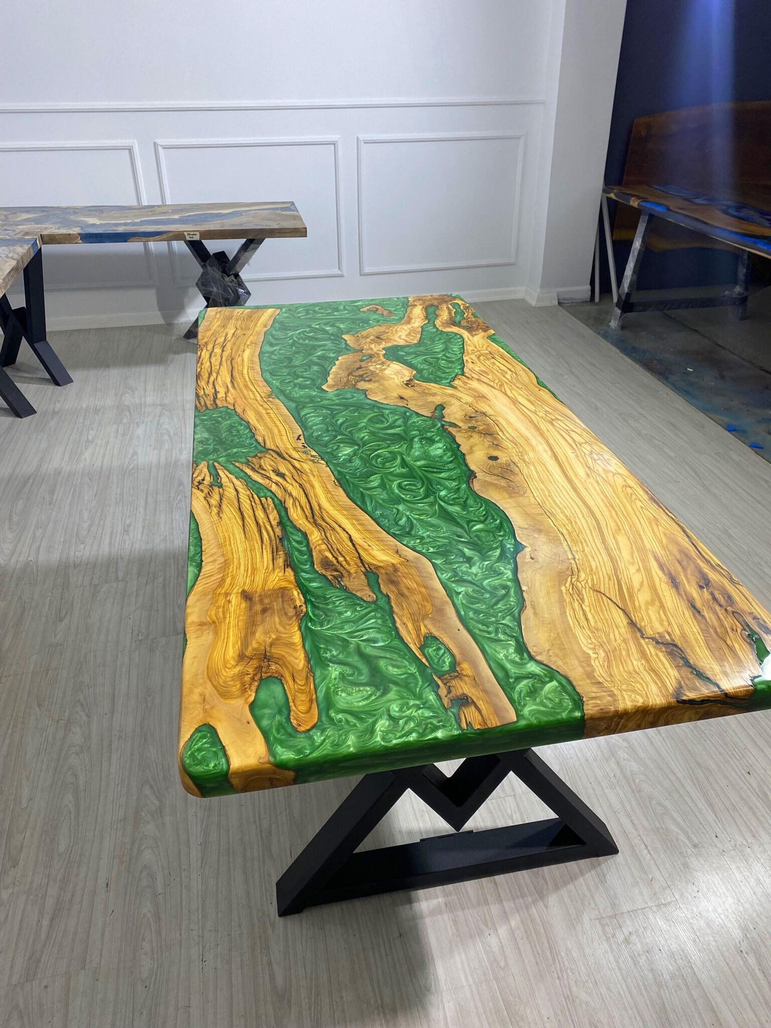 Epoxy Resin Table Custom 80 X 36 Olive Emerald Green Epoxy | Etsy