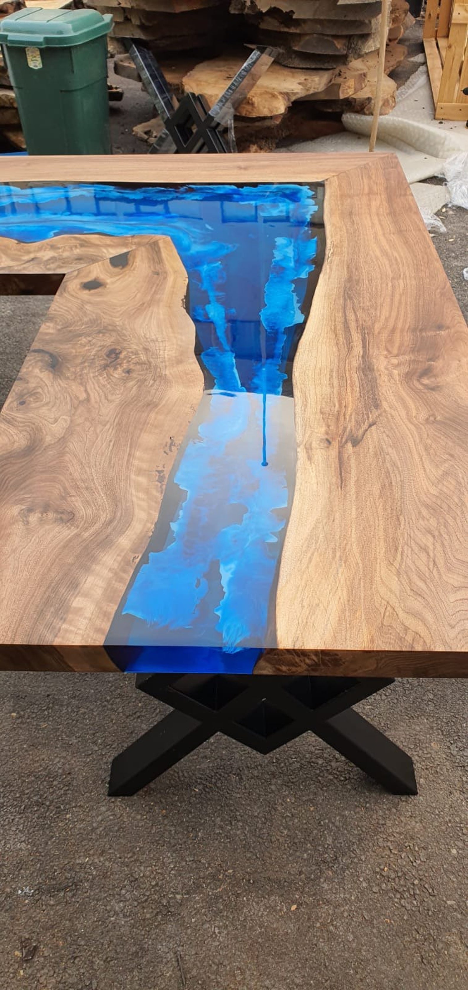 River L Shape Table, Epoxy Resin Desk, Epoxy Gaming Table, Custom 66” X ...