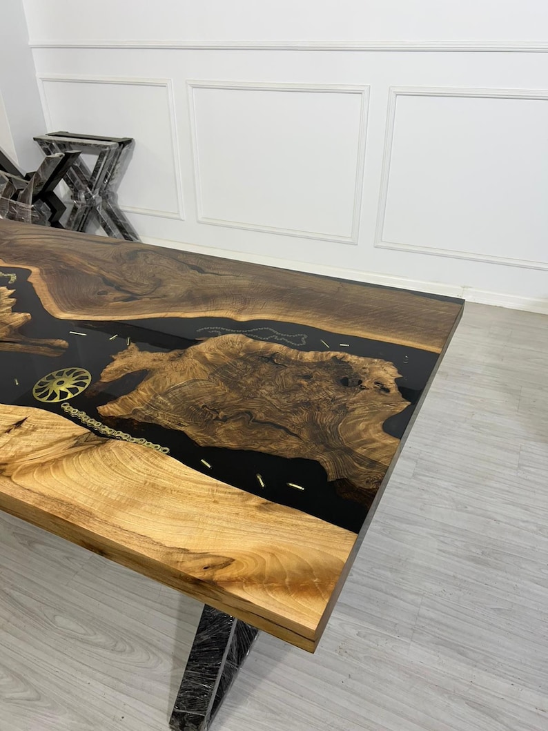 Walnut Dining Table Walnut Epoxy Table Custom 72 X - Etsy