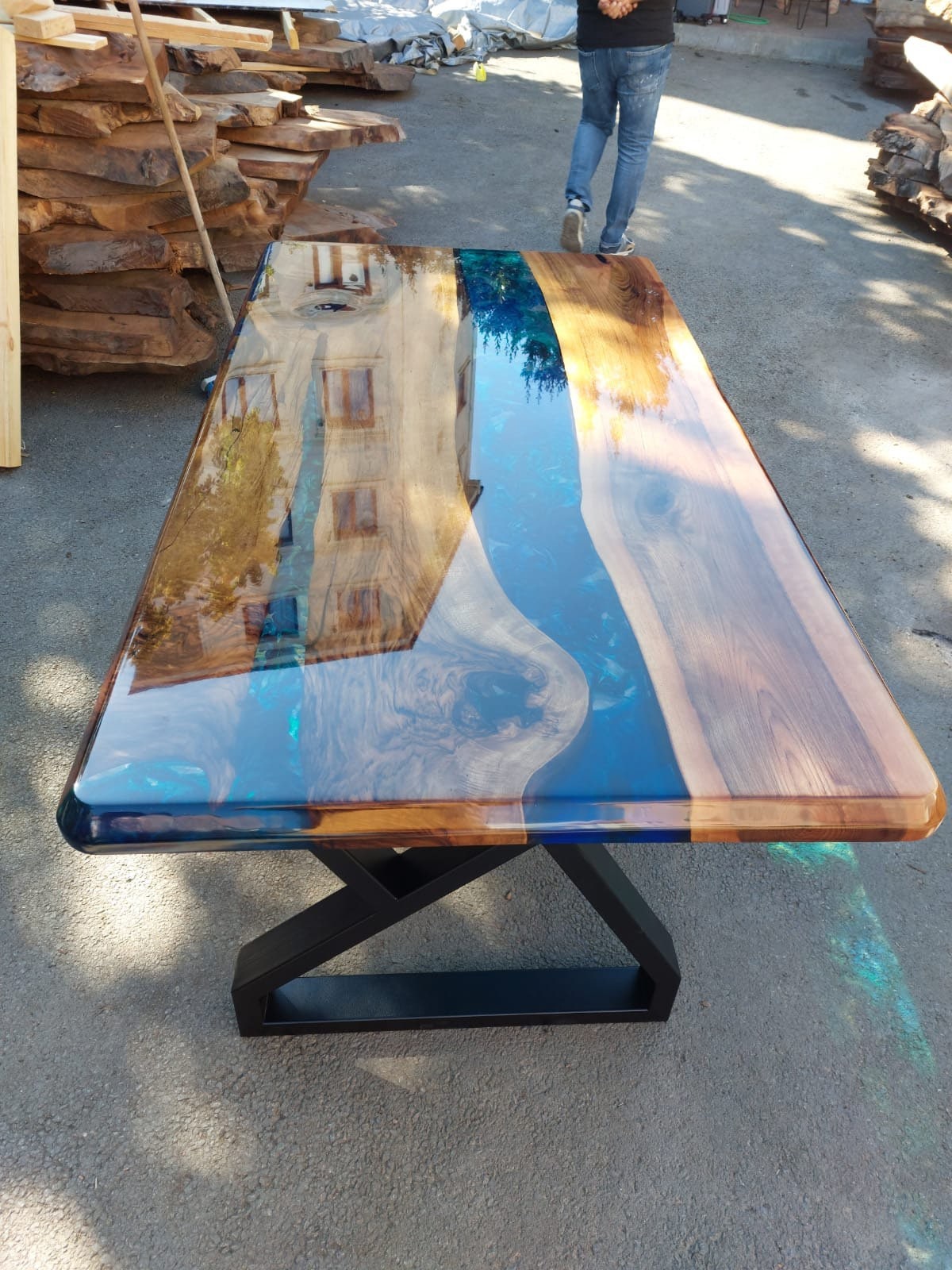 Walnut Dining Table Epoxy Resin Table Custom 65 X 36 - Etsy